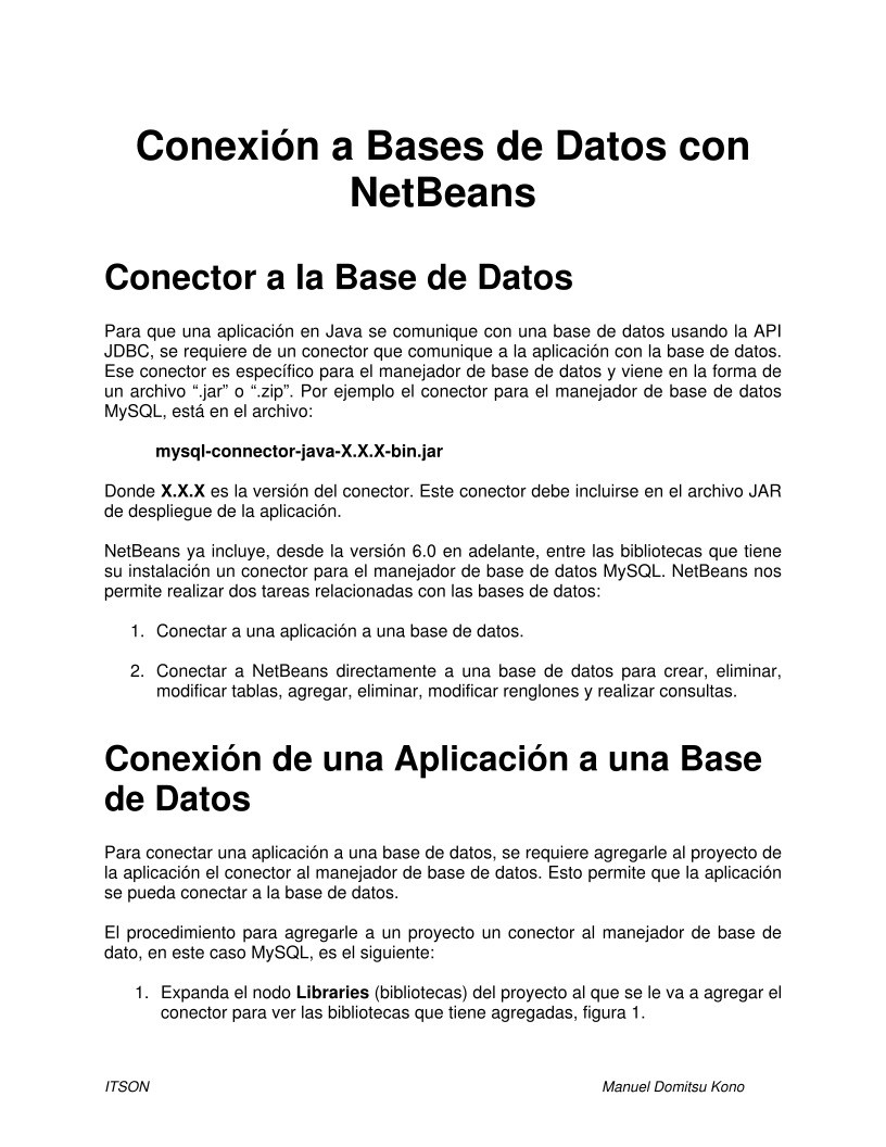 PDF de programación - Conexión a Bases de Datos con Netbeans